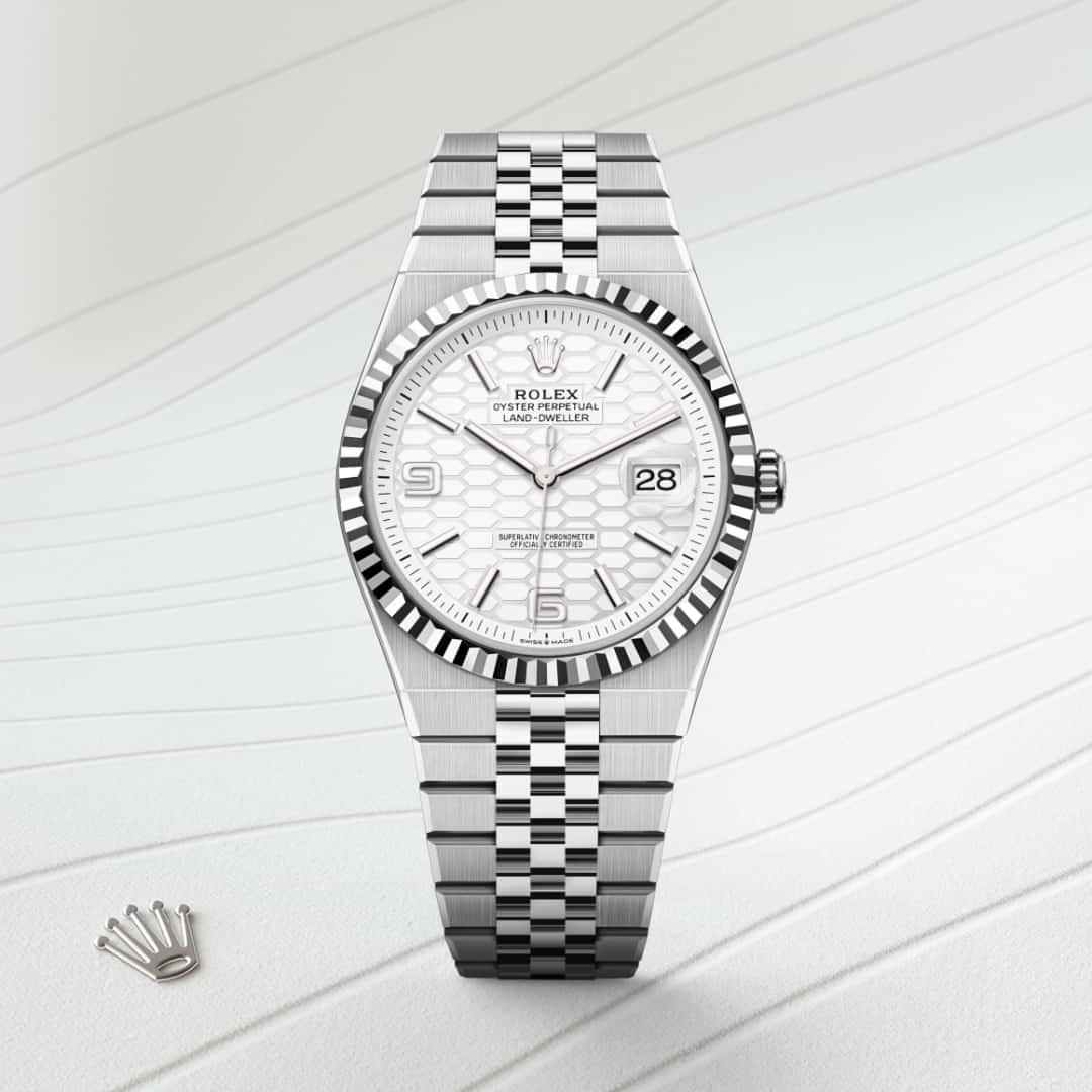 Rolex Land-Dweller 40 in Rolesor weiß (Kombination aus Edelstahl ...